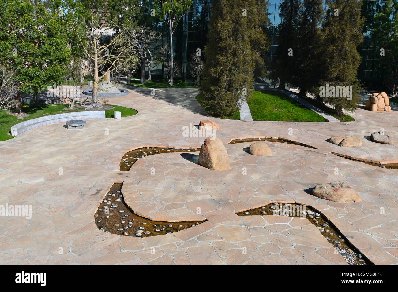 COSTA MESA, CALIFORNIA - 24 JAN 2023: High angle view of Noguchi Garden ...
