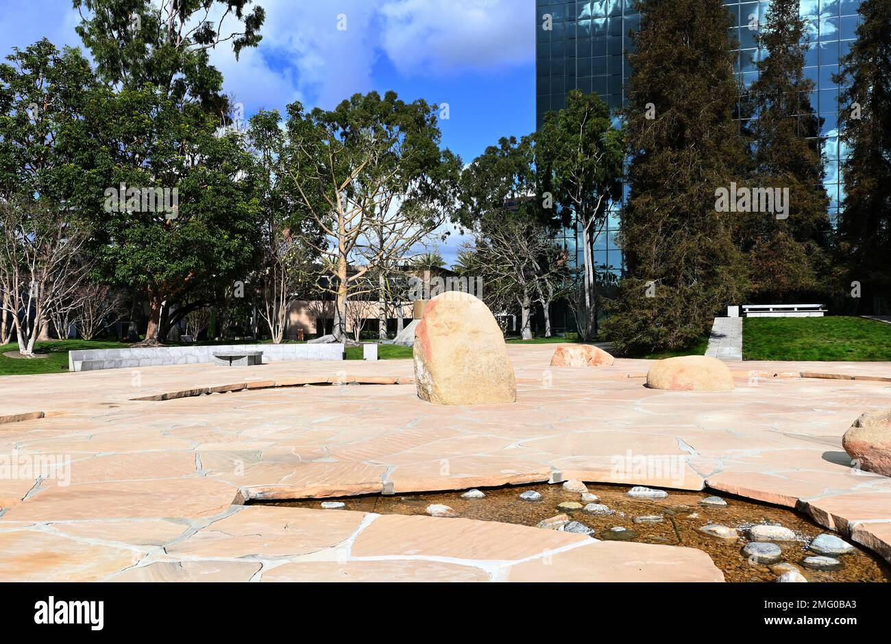 COSTA MESA, CALIFORNIA - 19 JAN 2023: The Noguchi Garden, a compact ...