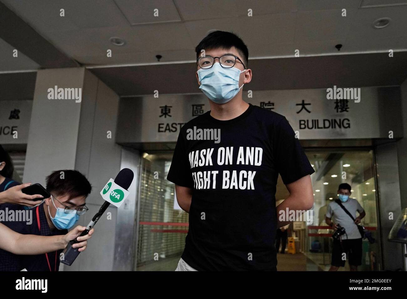 Hong Kong activist Joshua Wong arrives at a court in Hong Kong ...