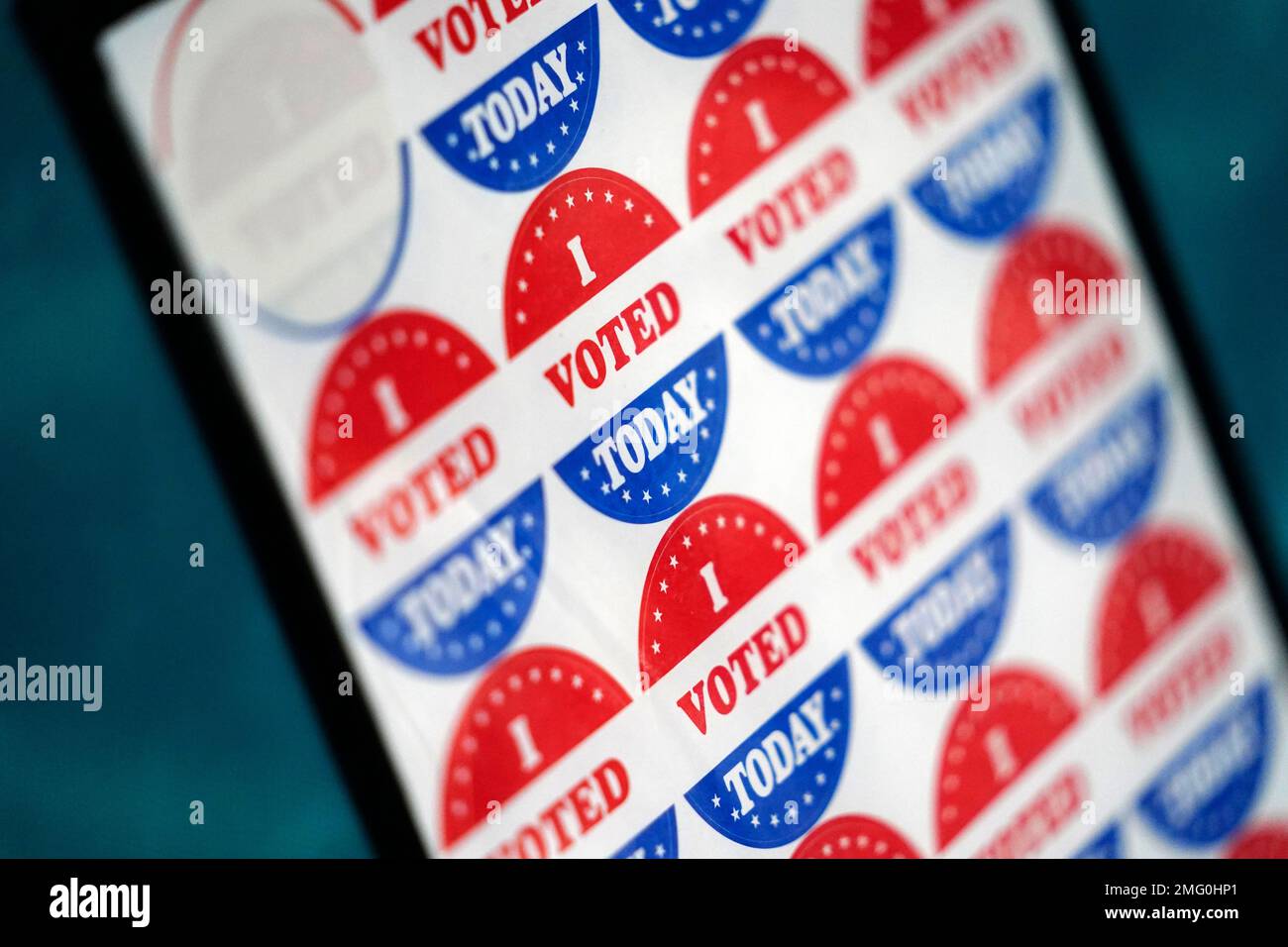 Vote stickers are seen at a satellite election office at Temple ...