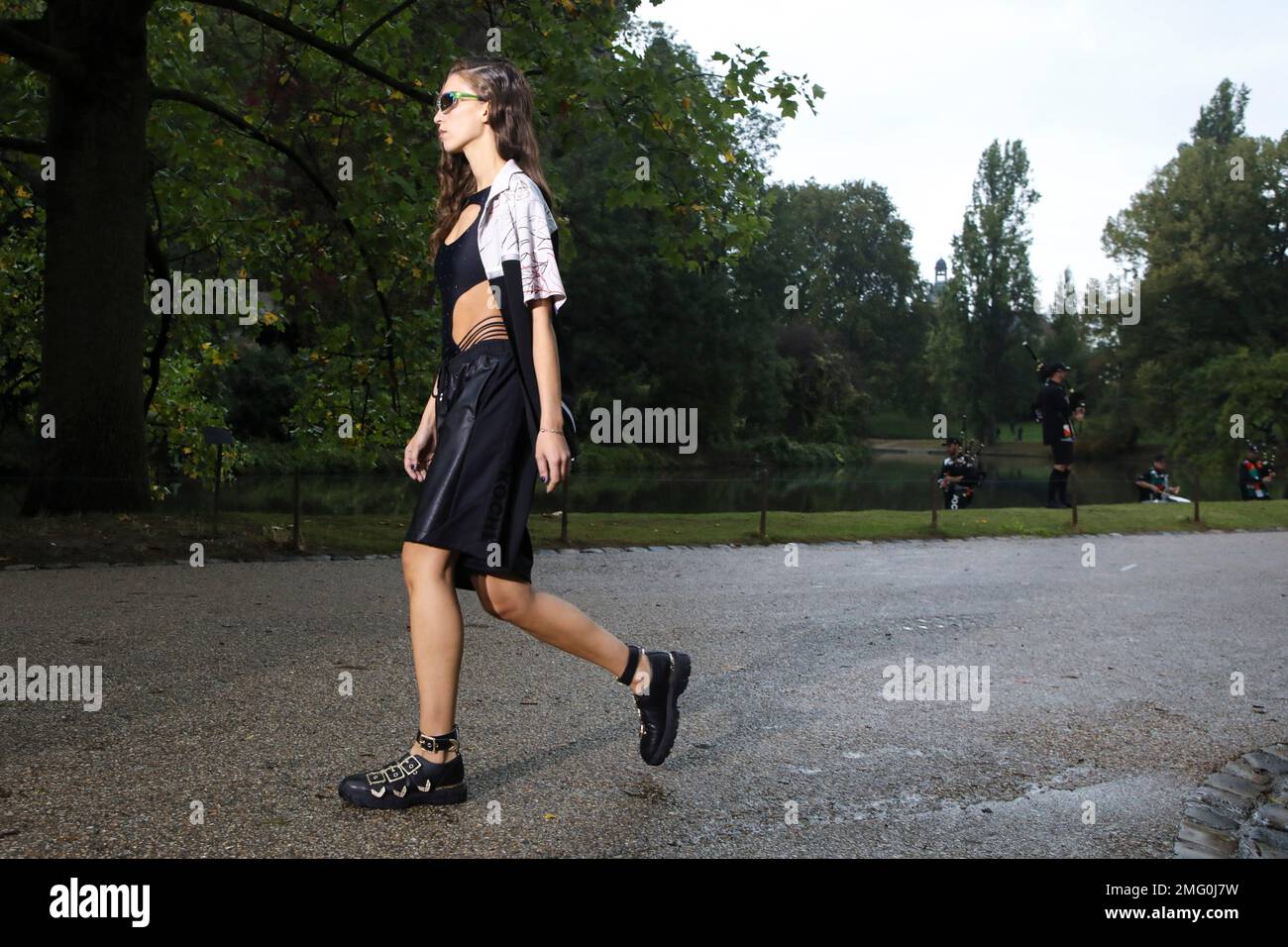 A model wears a creation for the Koche Spring-Summer 2021 fashion ...