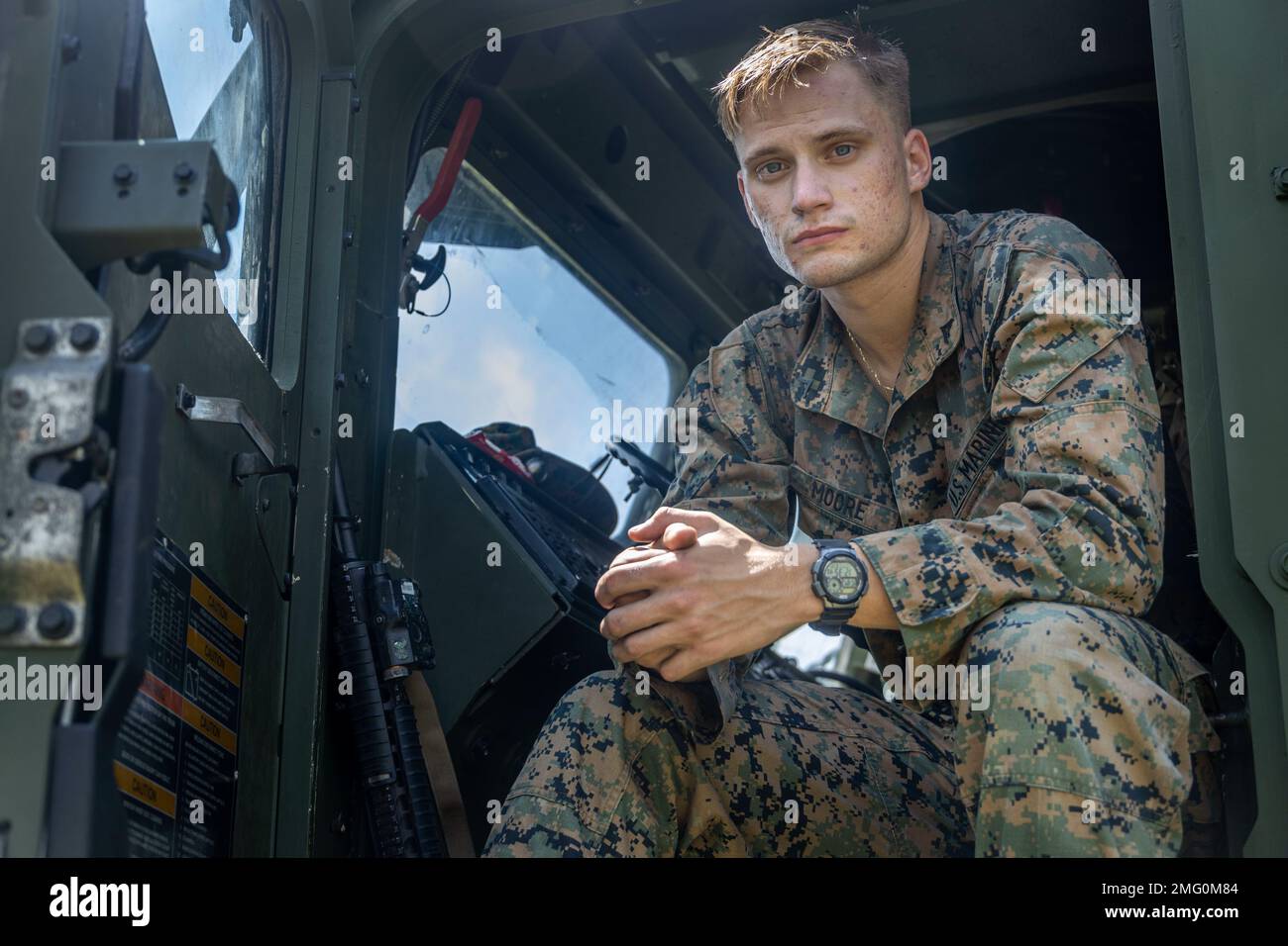 U.S. Marine Corps Lance Cpl. Alexander Moore, a motor vehicle operator ...