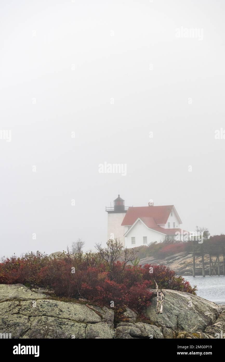 Maine lighthouse in the fog Stock Photo - Alamy