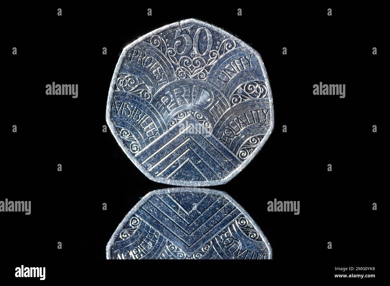 A 2022 50 pence coin to commemorate 50 years of Pride Stock Photo - Alamy