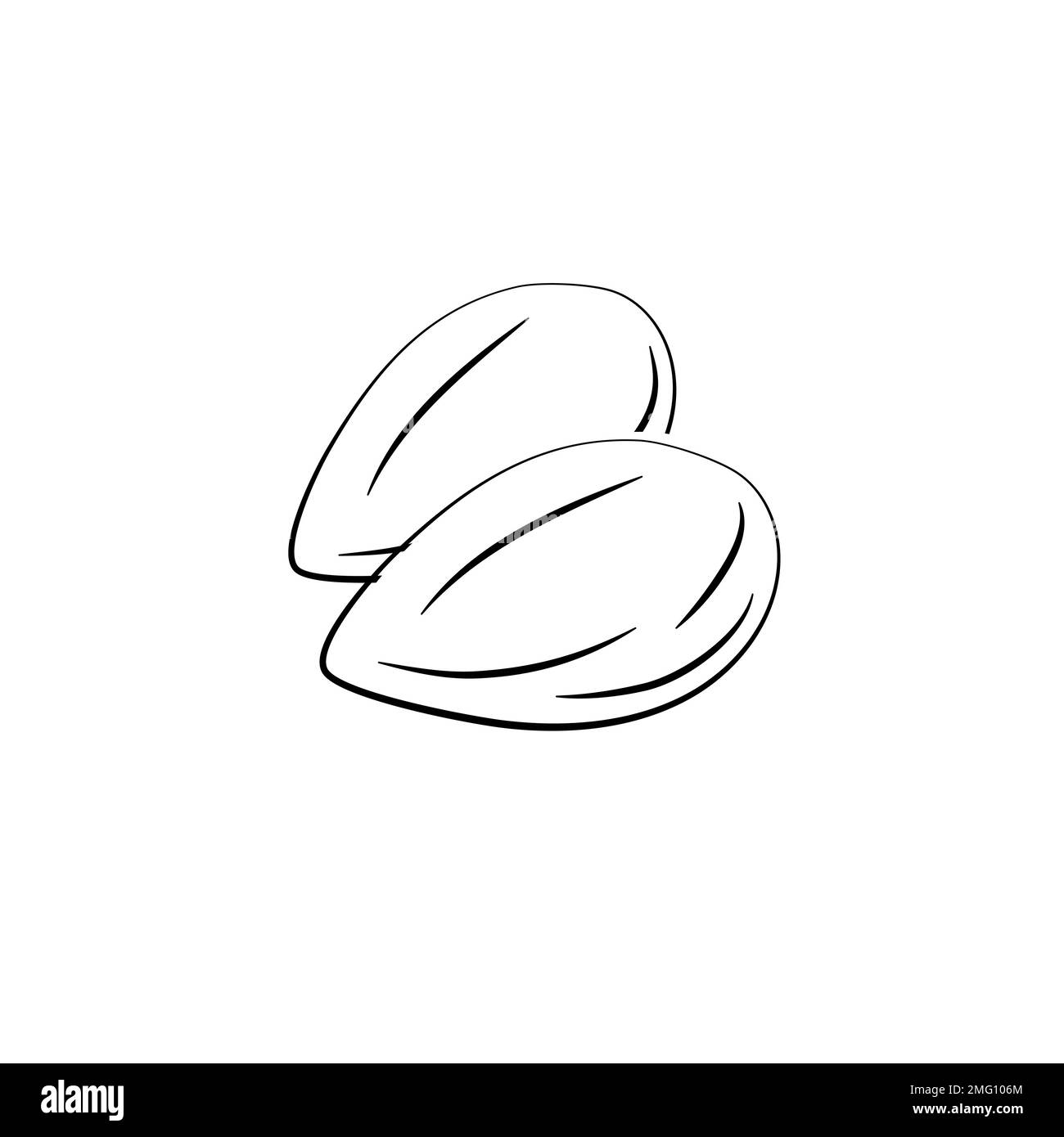 Almond cartoon illustration. Simple nut logo for emblem, sticker ...