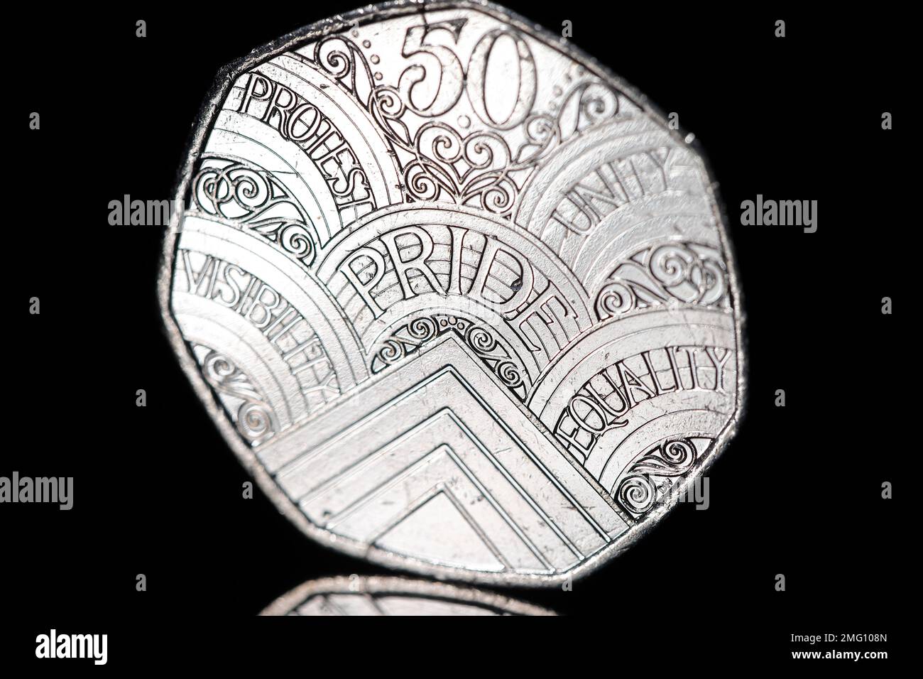 A 2022 50 pence coin to commemorate 50 years of Pride Stock Photo - Alamy