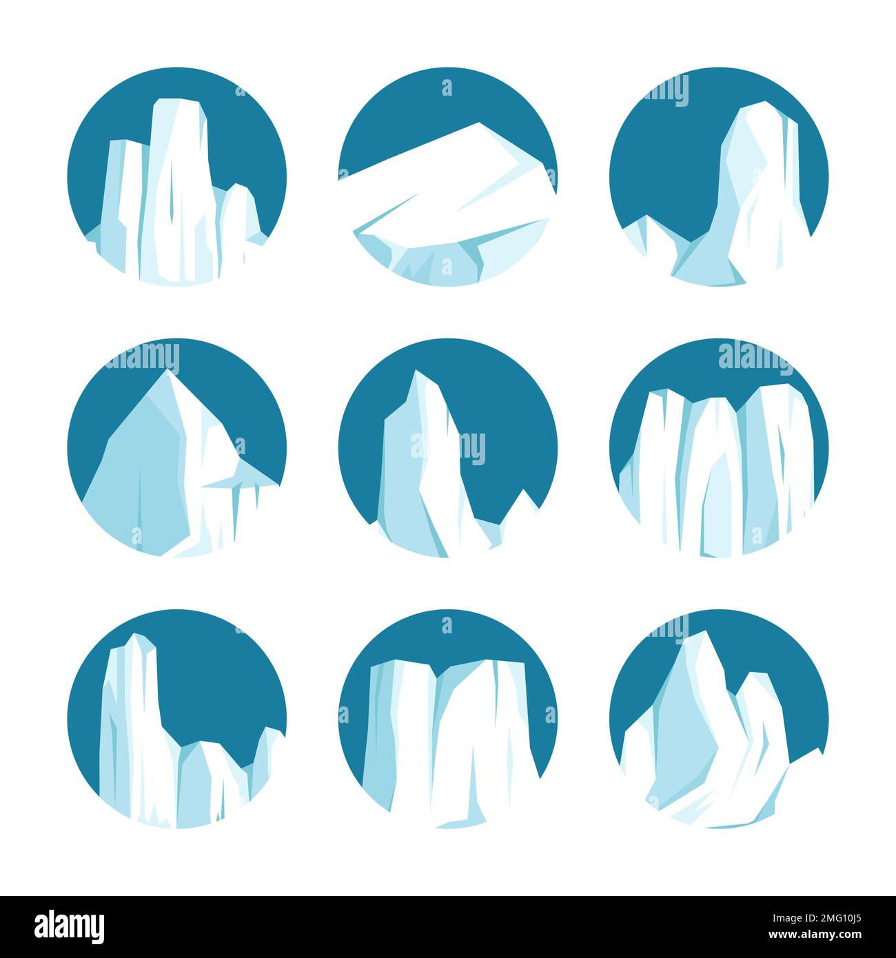 Floating icebergs collection. Drifting arctic glacier, block of frozen ...