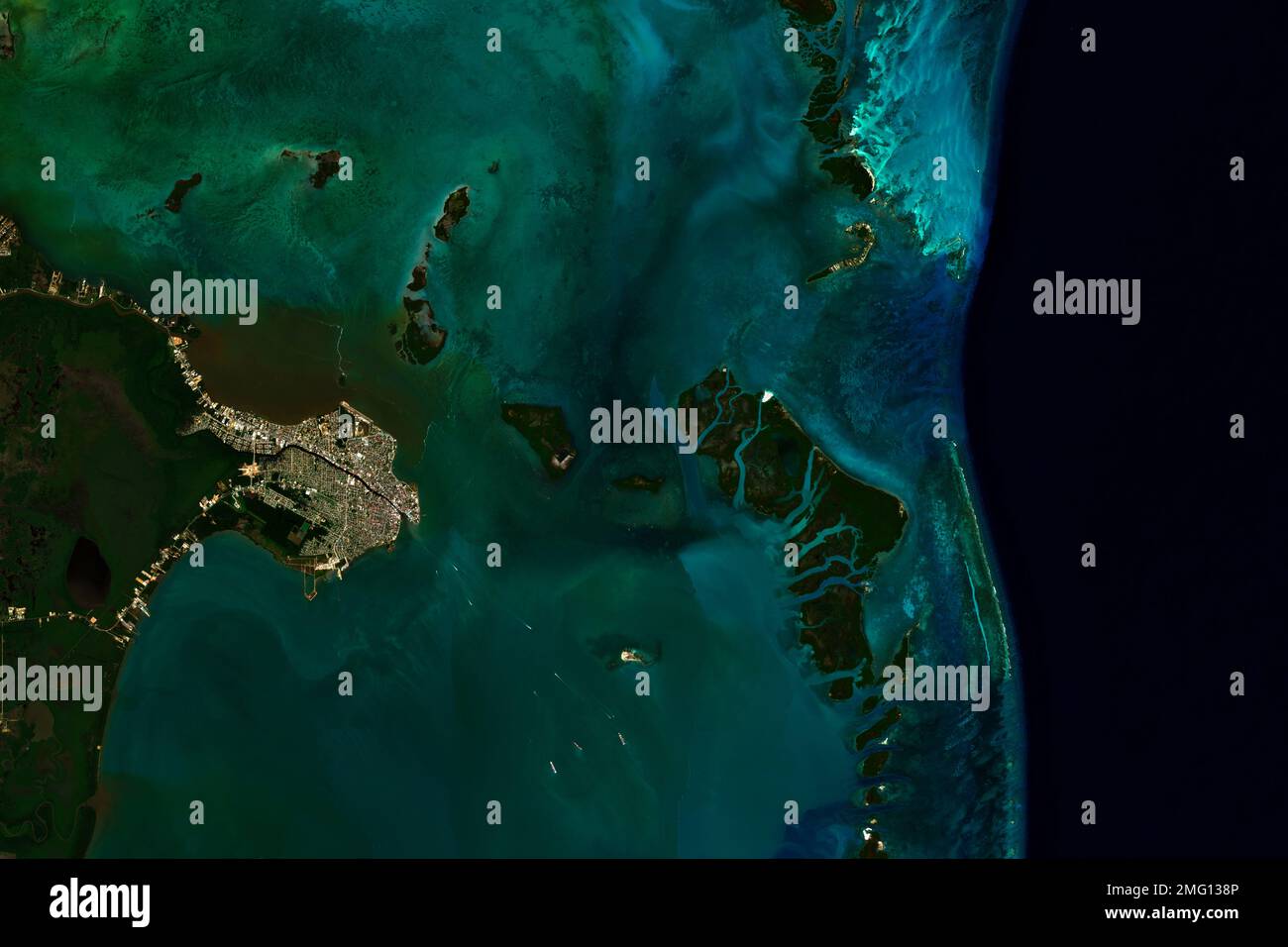 High resolution satellite image of Belize City in Belize - contains ...