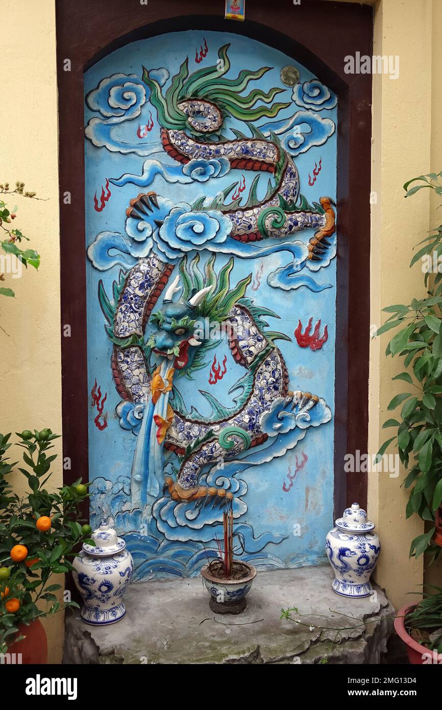 dragon relief in old quarter of Hanoi, Hà Nội, Vietnam, Asia, UNESCO ...
