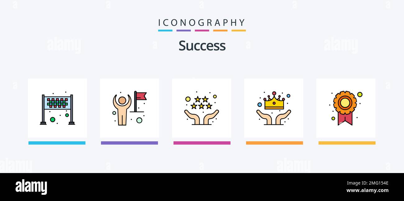 Sucess Line Filled 5 Icon Pack Including mobile. quality. cloud. medal ...
