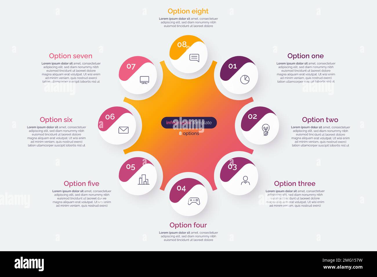 Eight option circle infographic diagram. Vector illustration Stock ...