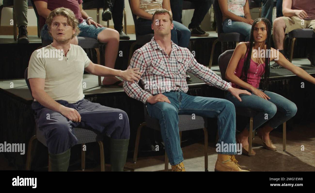 LETTERKENNY, from left: Nathan Dales, Jared Keeso, Clark Backo, Chips', (Season 11, ep. 1101 ...