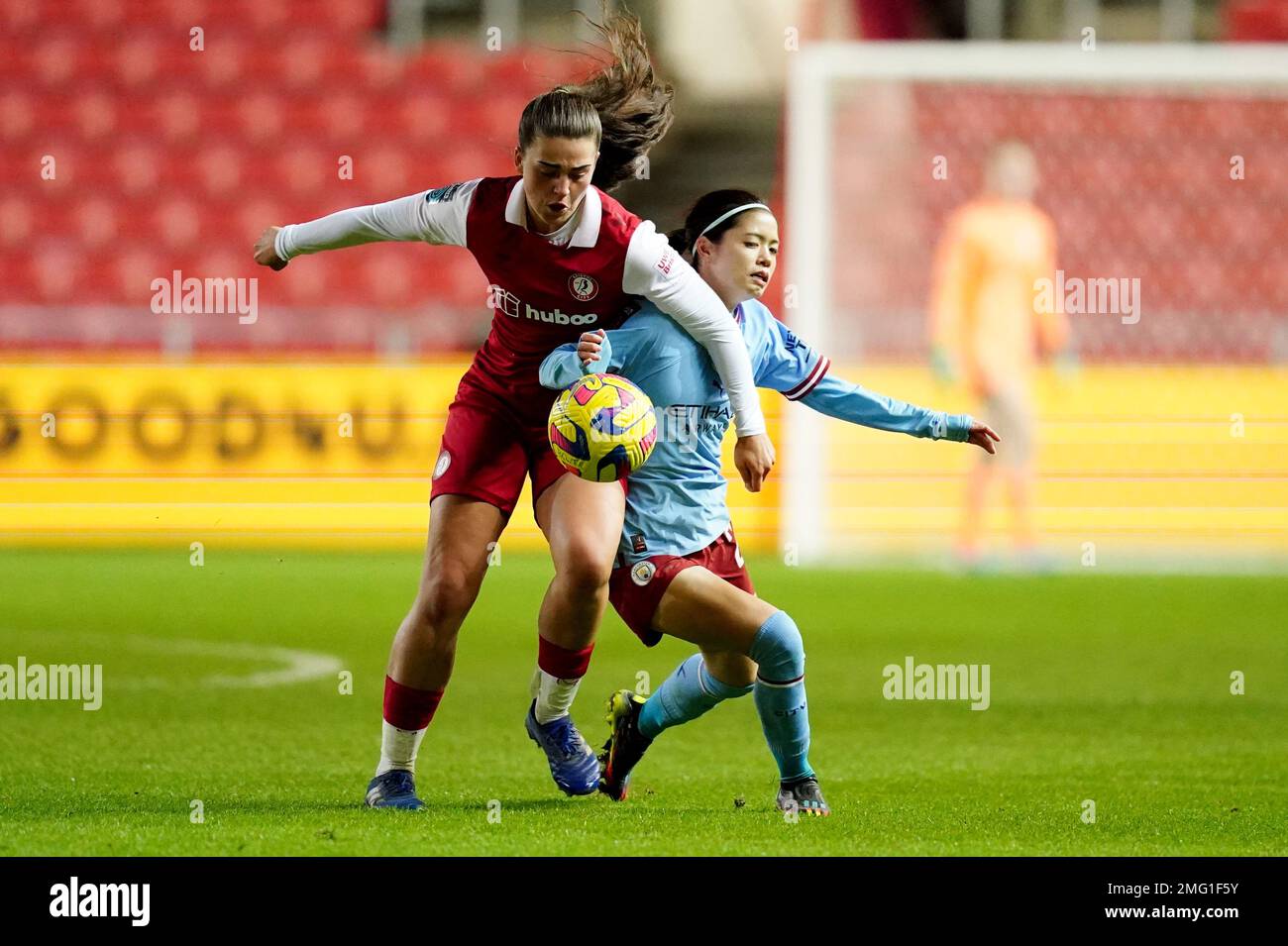 Manchester City's Yui Hasegawa battles with Bristol City’s Elysia Boddy ...