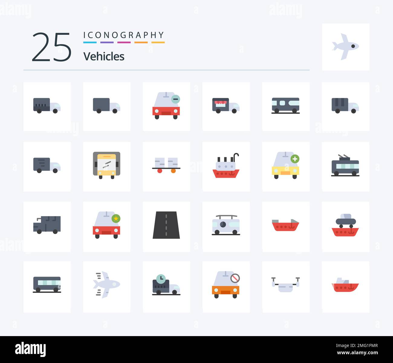 Vehicles 25 Flat Color Icon Pack Including Lorry Vehicle Vehicles Van Bus Stock Vector Image