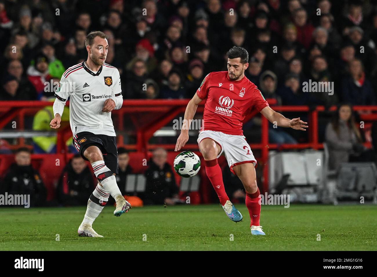 Christian Eriksen #14 of Manchester United passes the ball as Remo ...
