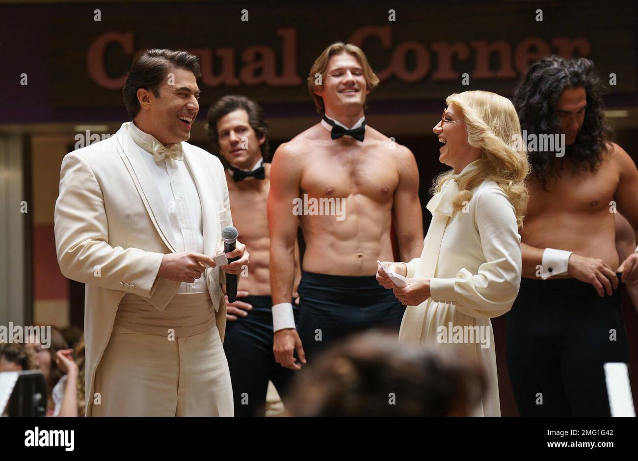 WELCOME TO CHIPPENDALES, from left: Adam Ray, as Larry the Emcee ...