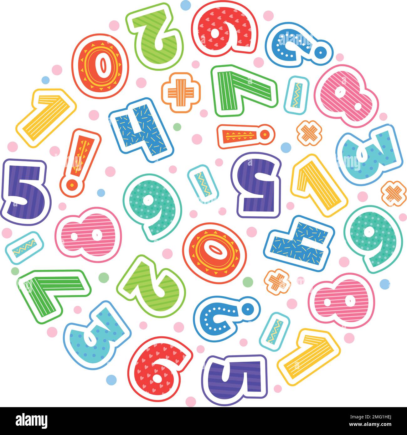 Numbers in circle. design template with decorative alphabet numbers ...