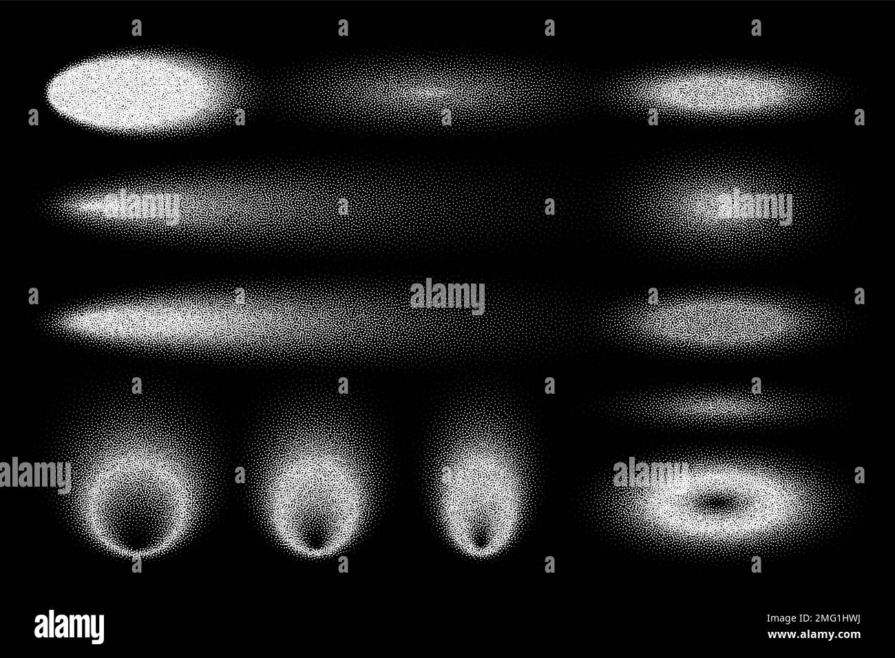Stipple shadows set, dotted design elements. Fading gradient. Stippling ...