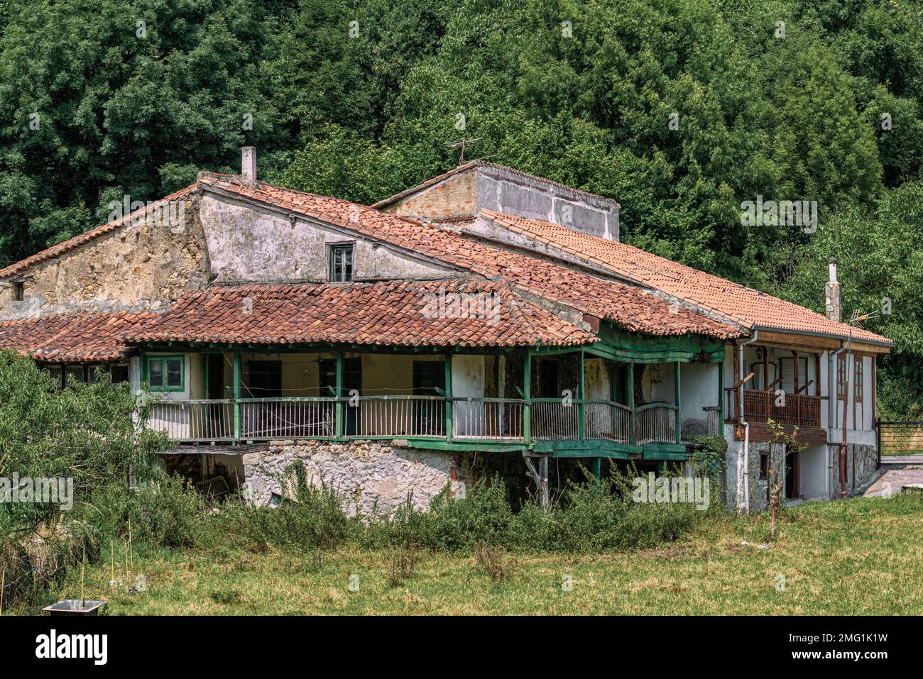 Abandoned ruined lonely residential country house in the collado valley ...