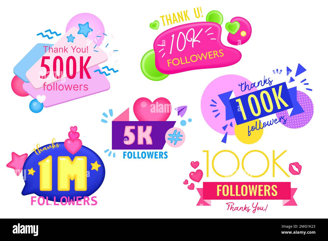 Thank you followers, social media congratulation templates set vector ...