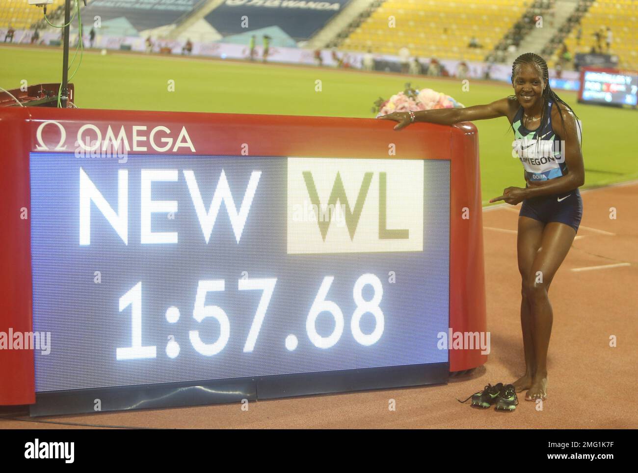 Kenya's Faith Kipyegon celebrates her new women's 800m world record at ...
