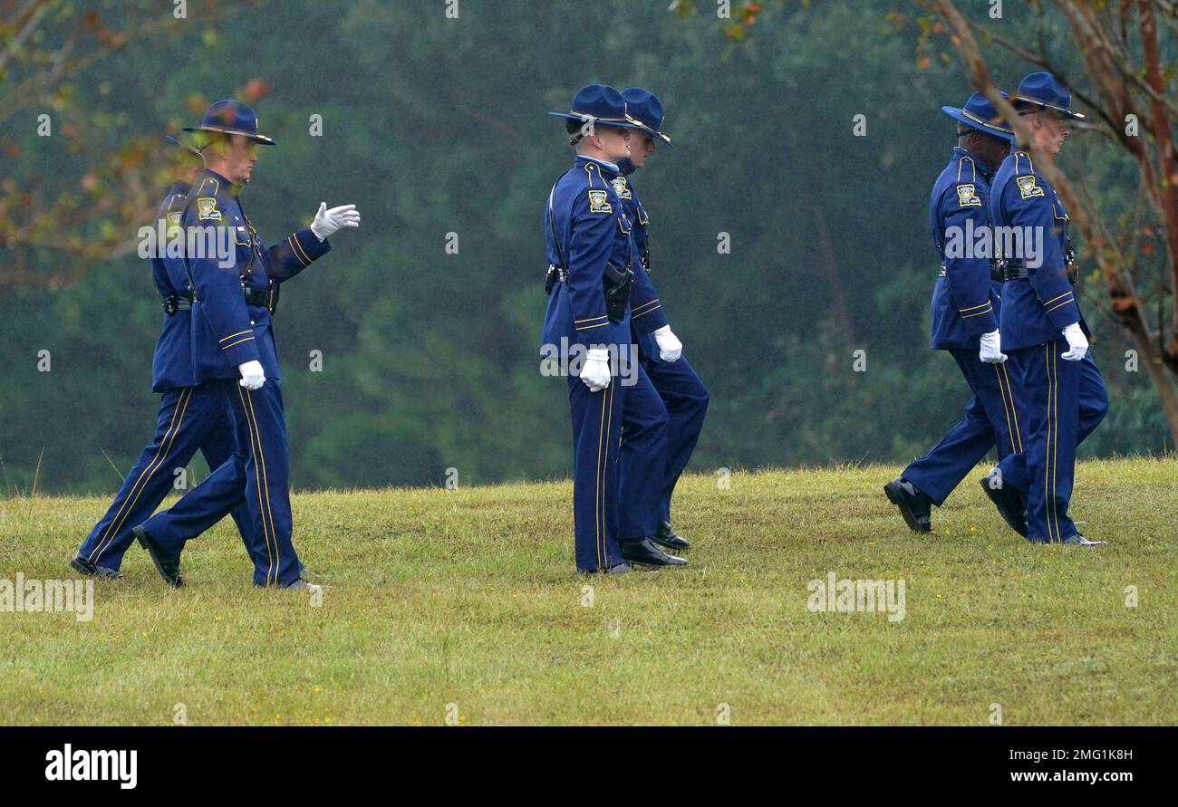 Members of a Louisiana State Police honor guard conclude their practice ...