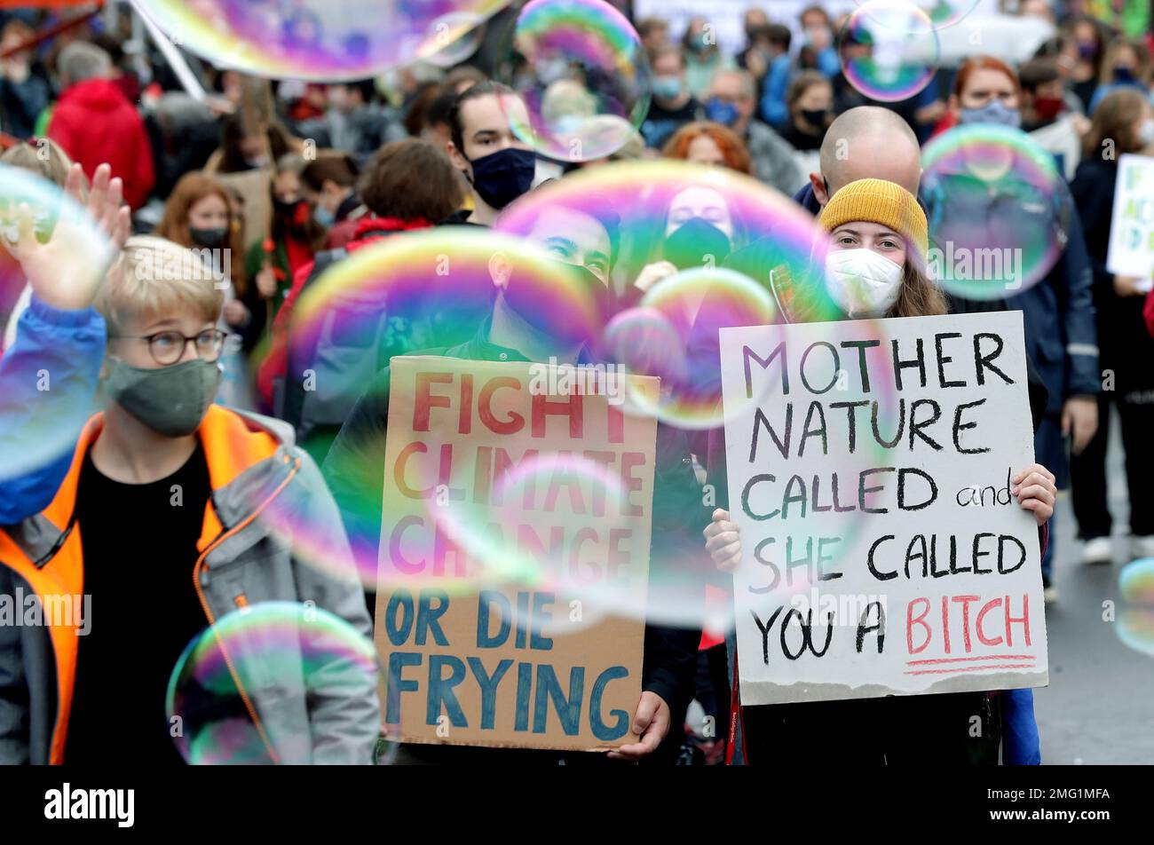 People attend a 'Fridays For Future' protest rally at the Brandenburg ...
