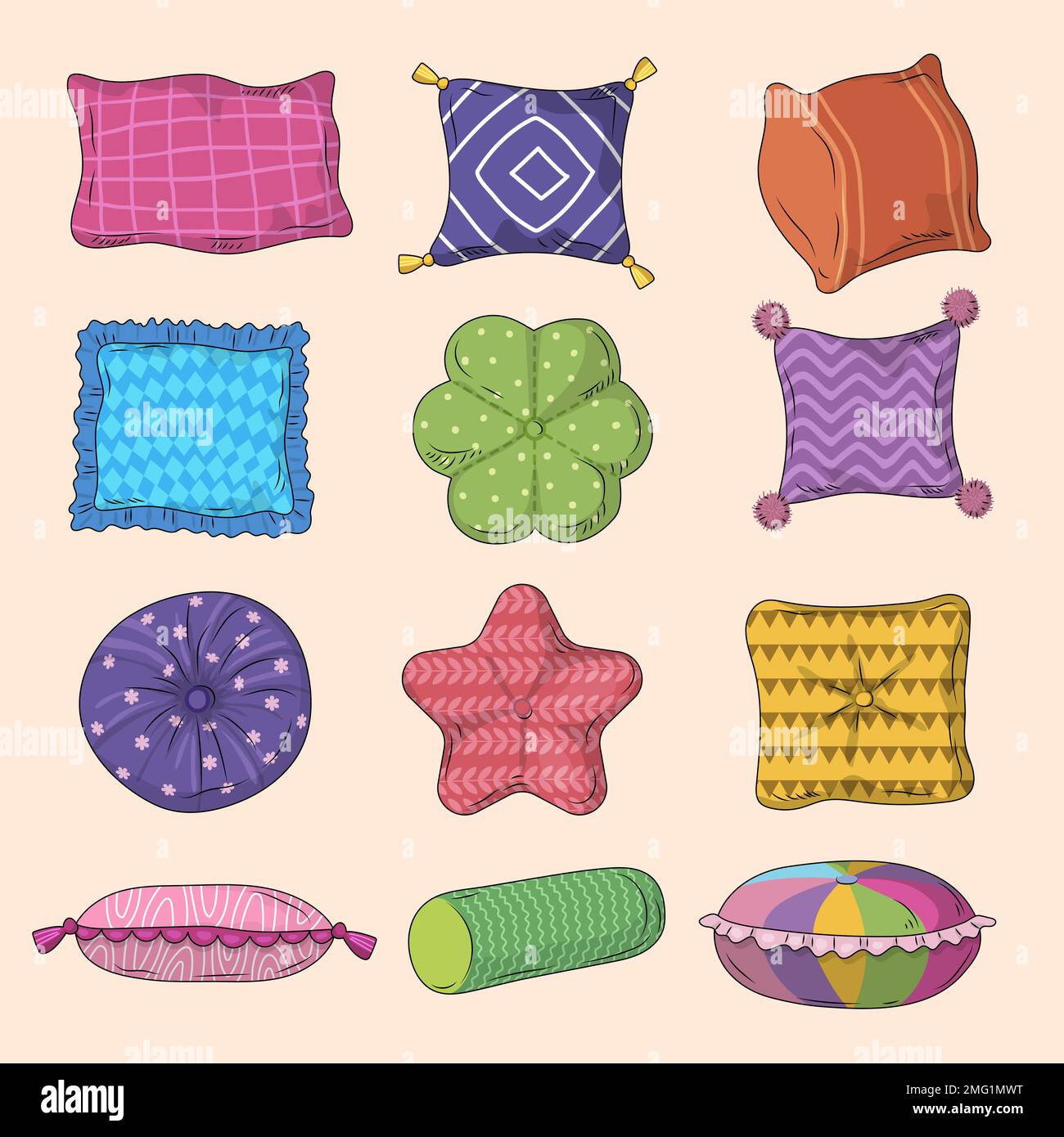 Decorative pillows. Home interior decoration different soft pillows ...