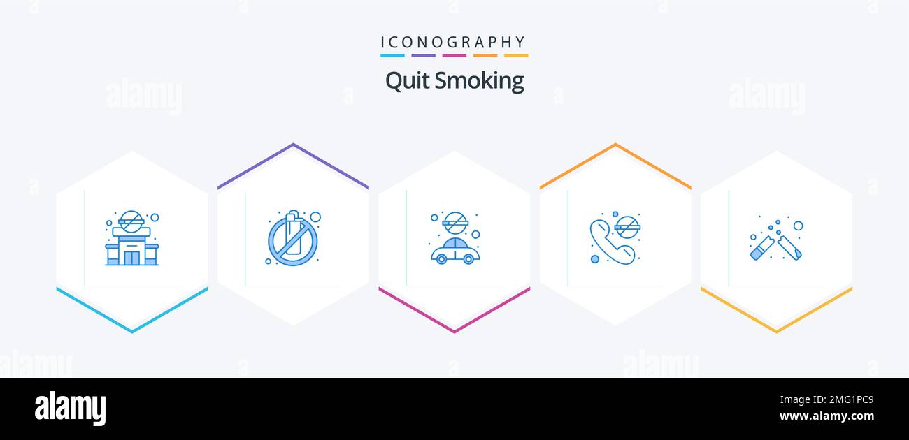 Quit Smoking 25 Blue icon pack including care. transport. lighter. car ...
