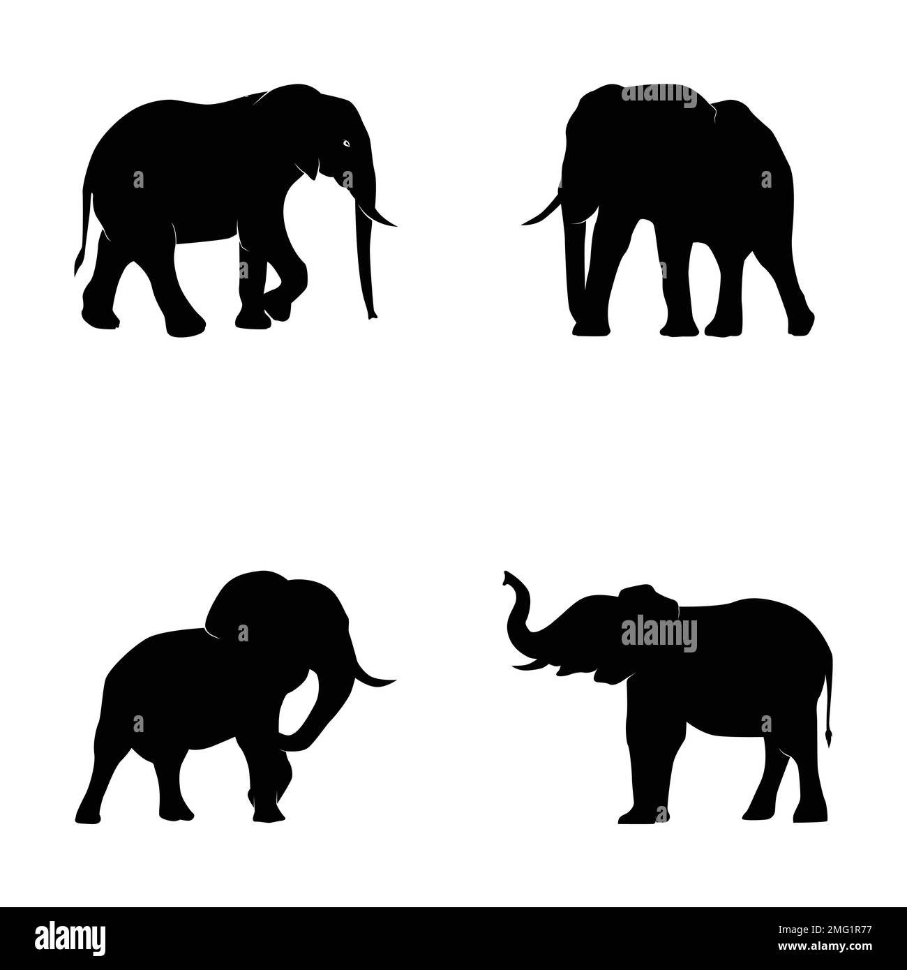 Set of silhouette elephants in different poses vector Stock Vector ...