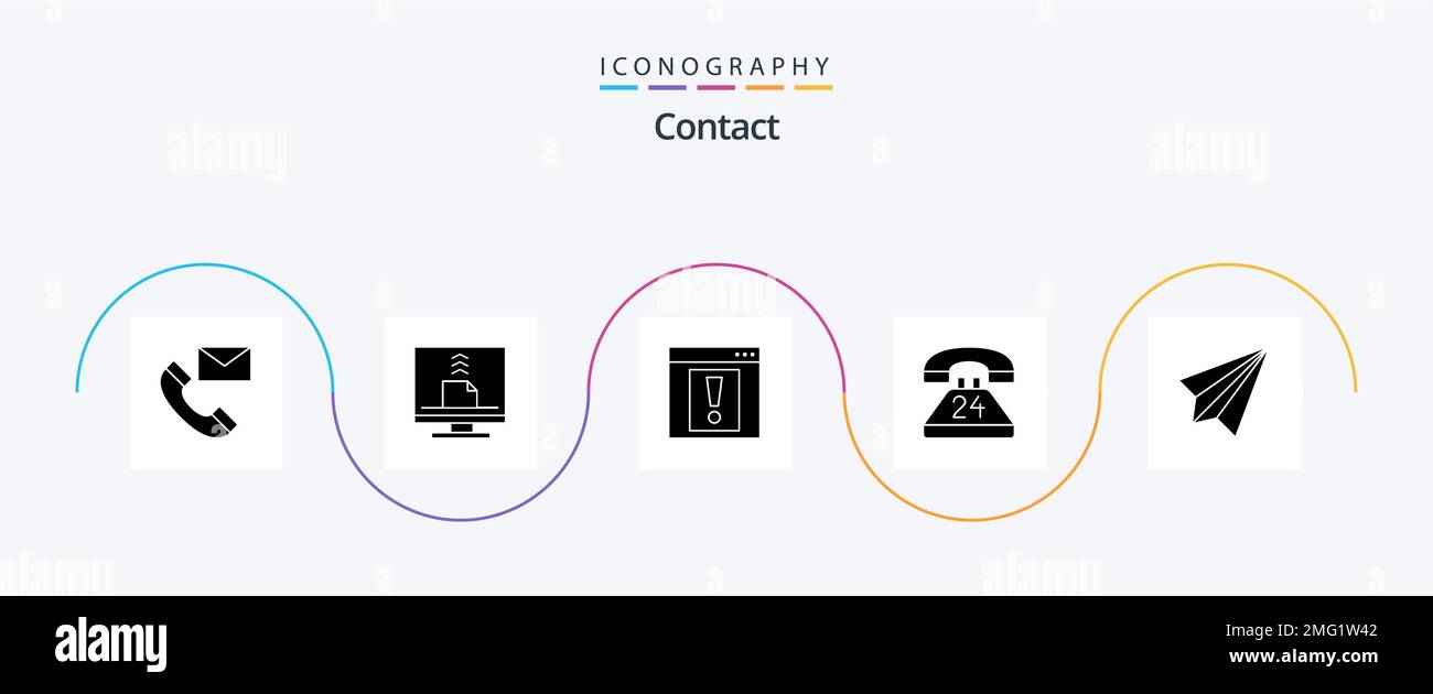 Contact Glyph 5 Icon Pack Including contact. call. desktop. anytime. web Stock Vector Image ...