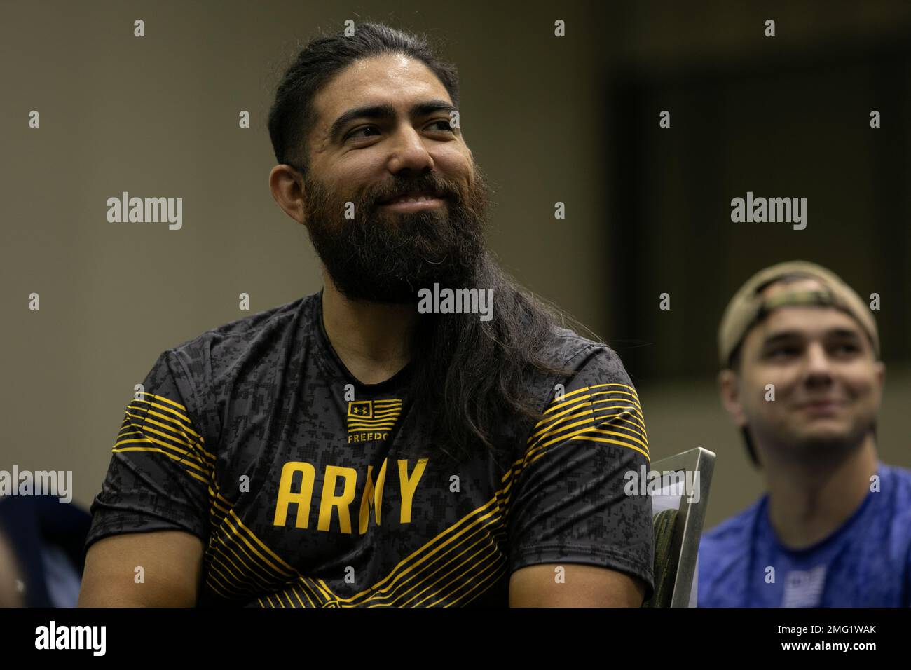 Retired U.S. Army Sgt. Justin Mathers takes a break during the shooting ...