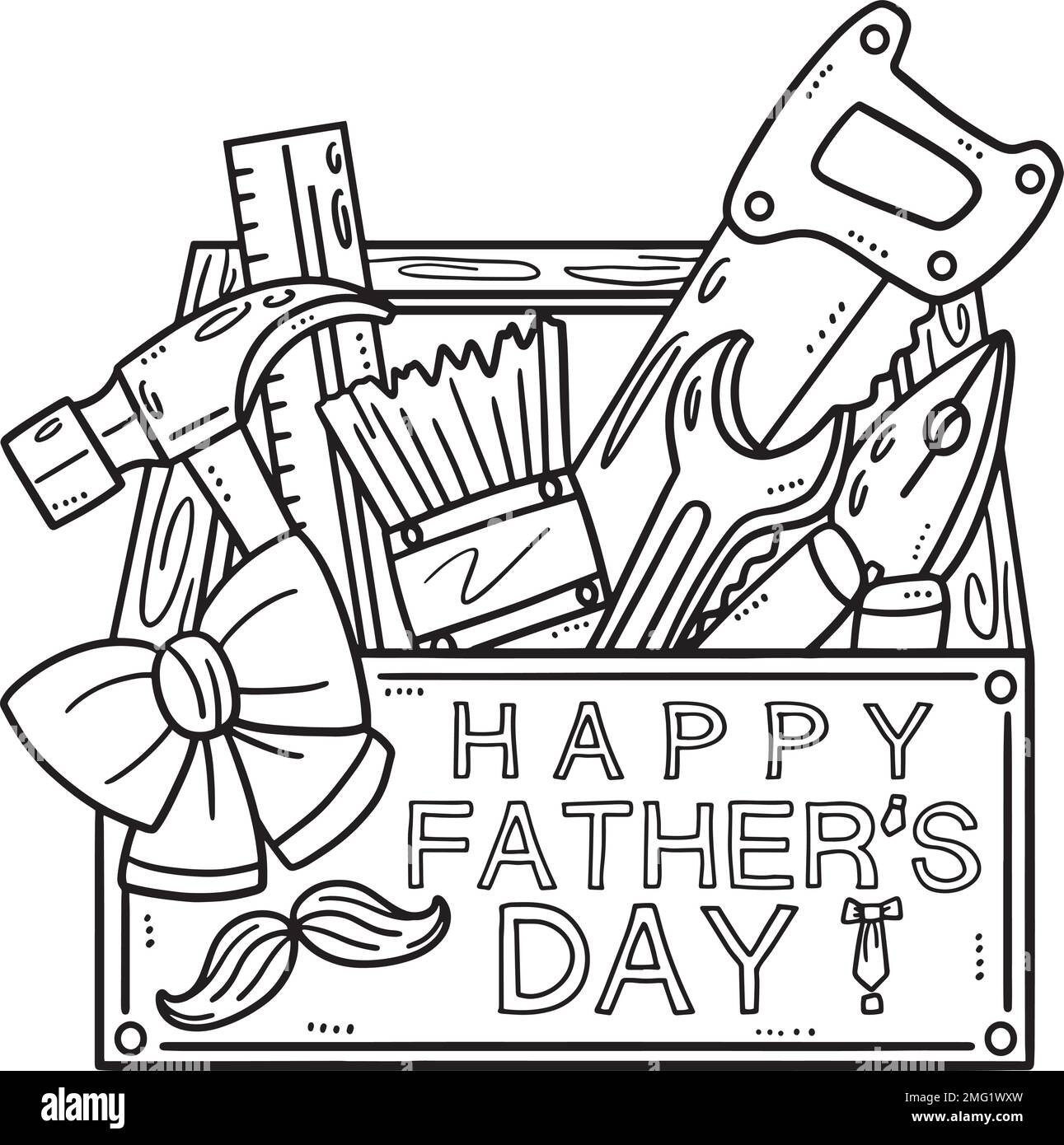 Happy Fathers Day Toolbox Isolated Coloring Page Stock Vector Image ... Happy Fathers Day Toolbox Isolated Coloring Page Stock Vector Image ...
