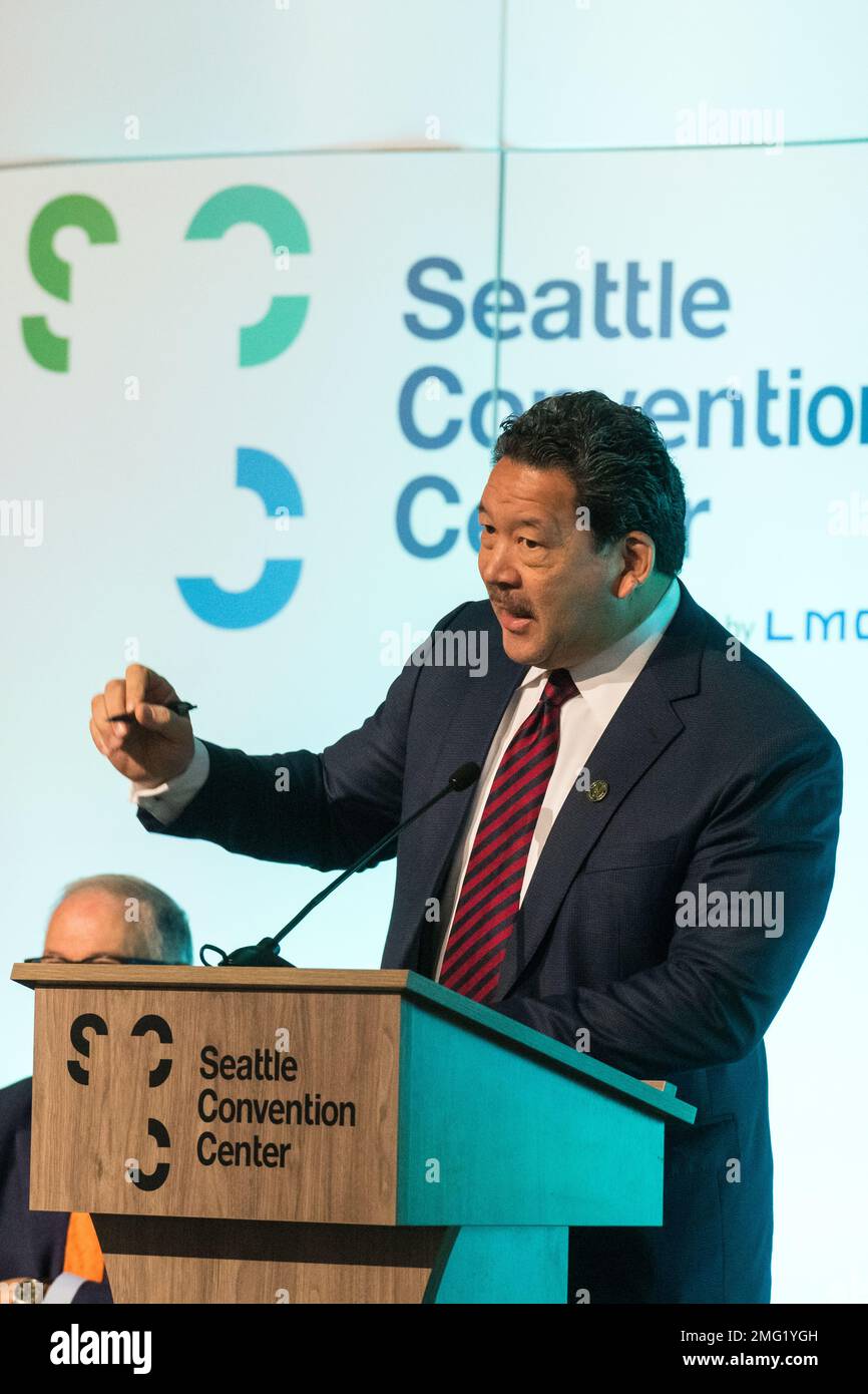 Seattle, USA. 25th Jan, 2023. Mayor Bruce Harrell at the opening ...
