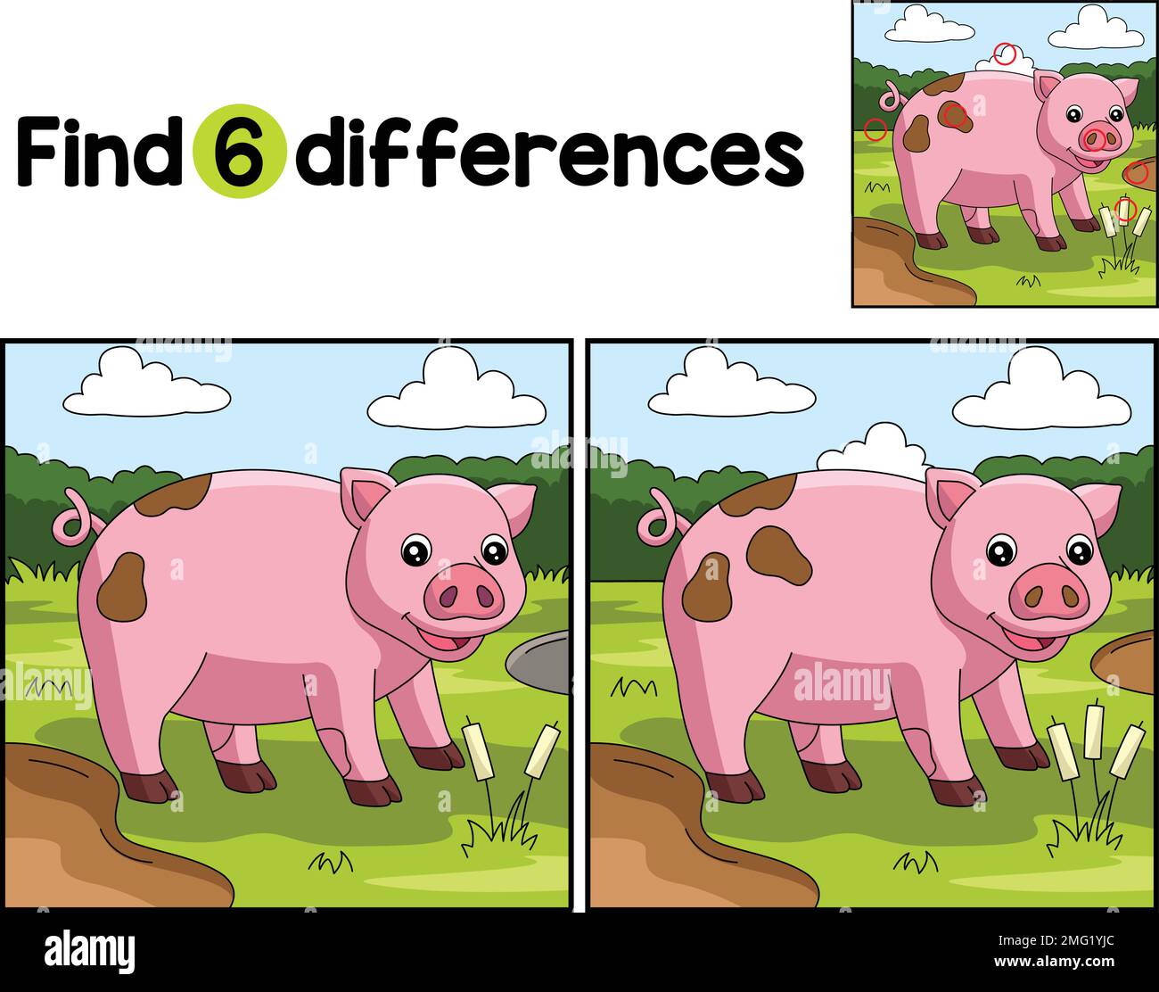 Pig Farm Find The Differences Stock Vector Image & Art - Alamy