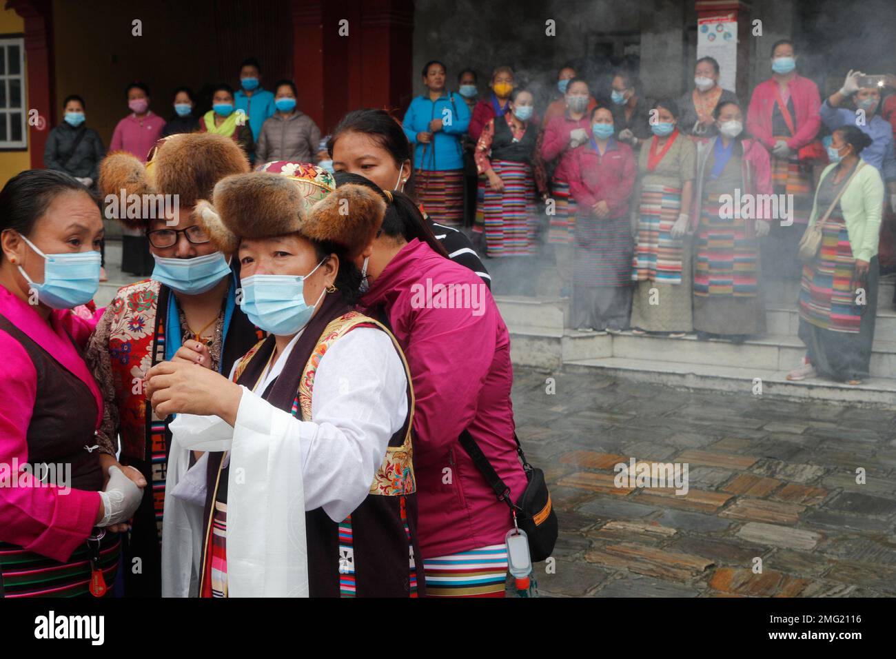 Friends and family members gather for the funeral of veteran Nepalese ...