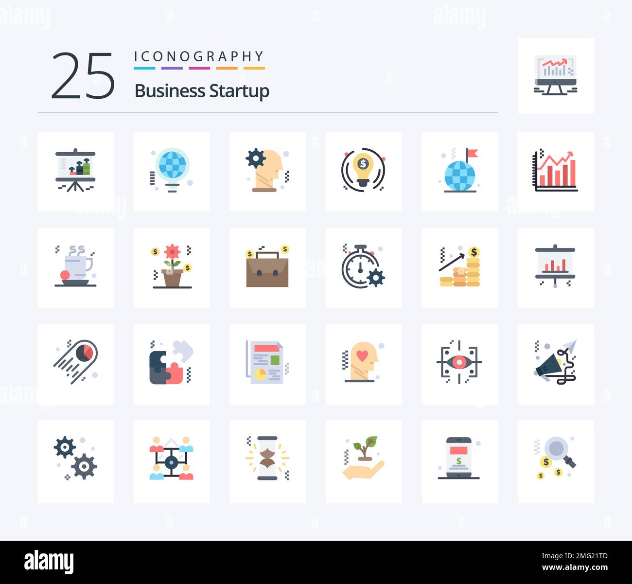 Business Startup 25 Flat Color icon pack including dollar. business ...
