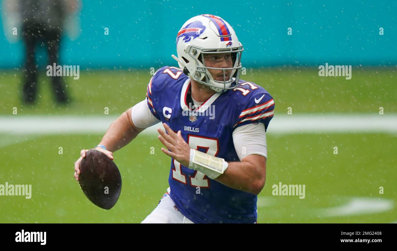 Buffalo Bills quarterback Josh Allen (17) looks to pass during the ...