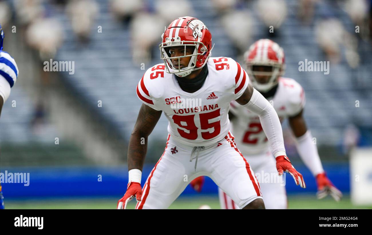 Louisiana Lafayette linebacker Andre Riley (95) plays against Georgia ...