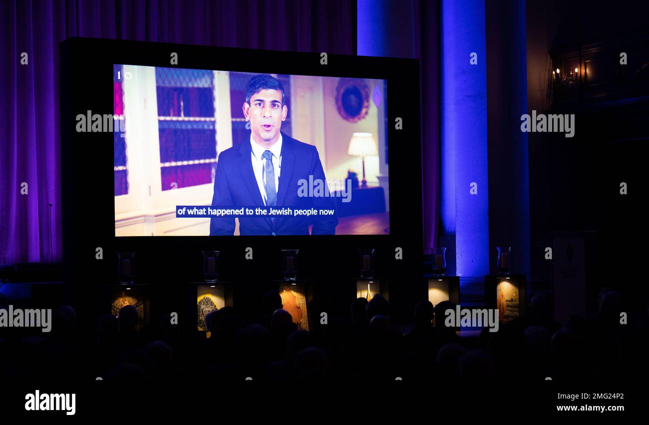 Prime Minister Rishi Sunak addresses an audience in a pre recorded ...