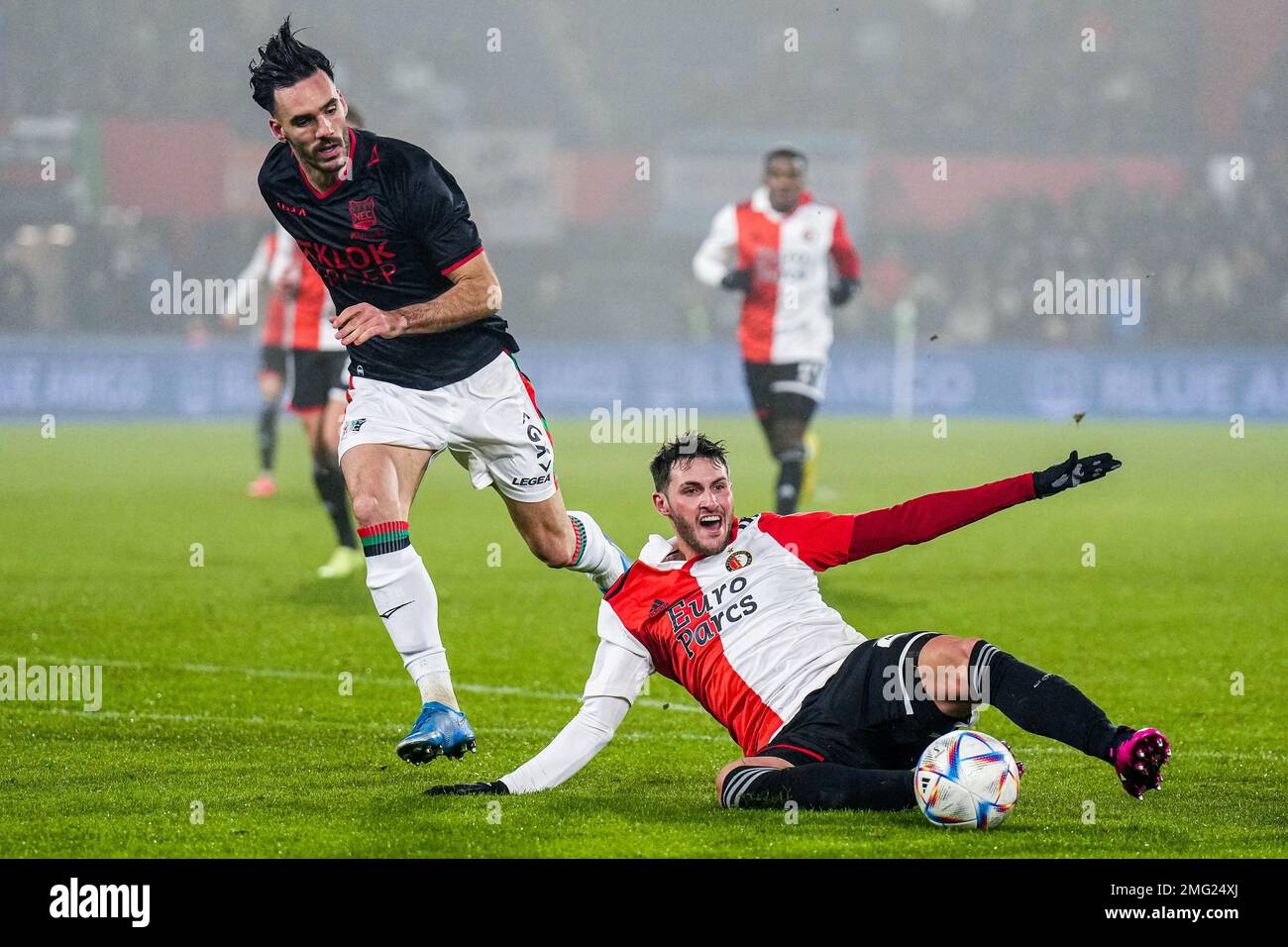 Rotterdam - Ivan Marquez of NEC Nijmegen, Santiago Gimenez of Feyenoord during the match between ...