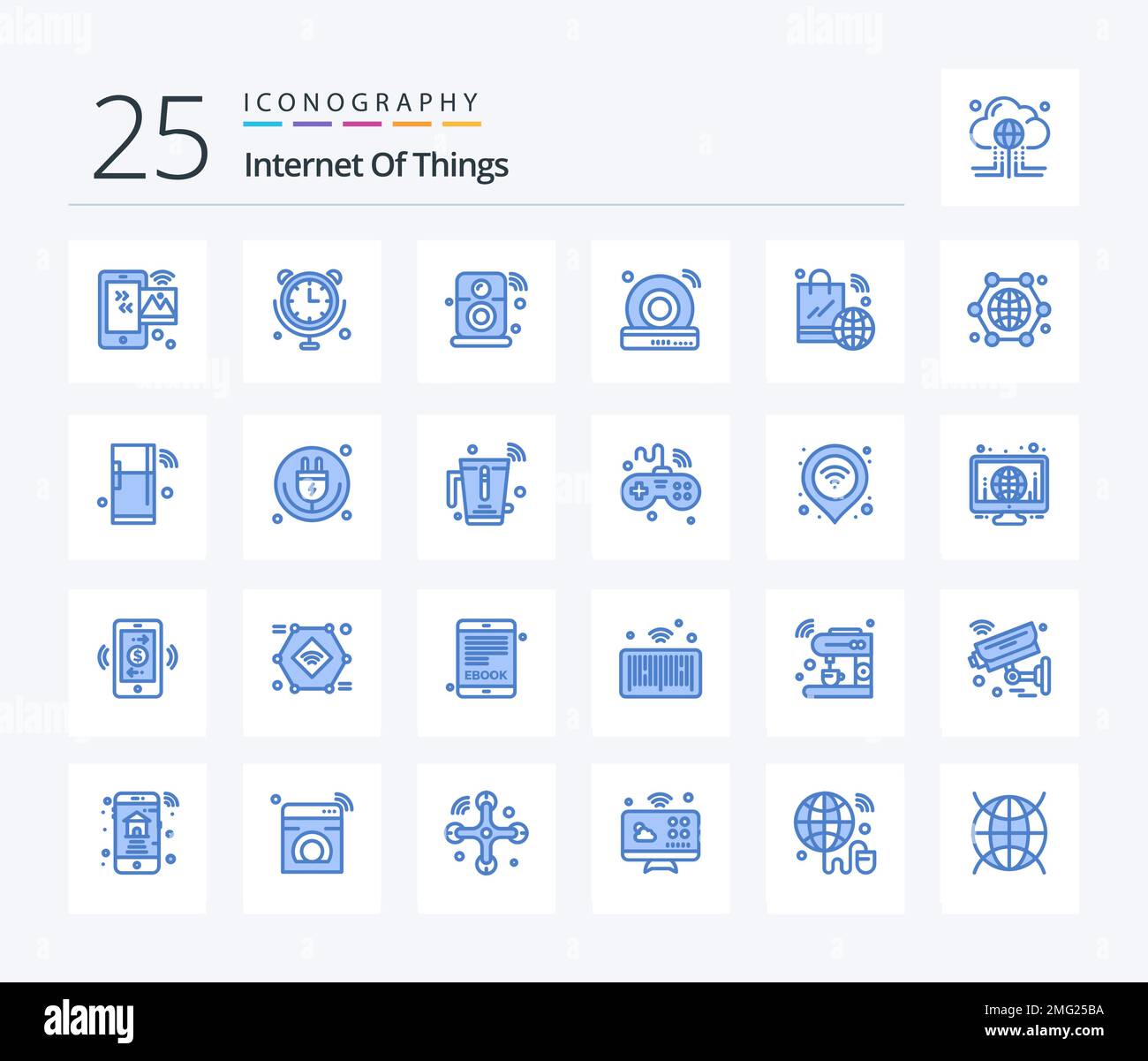 Internet Of Things 25 Blue Color icon pack including internet. dvd ...