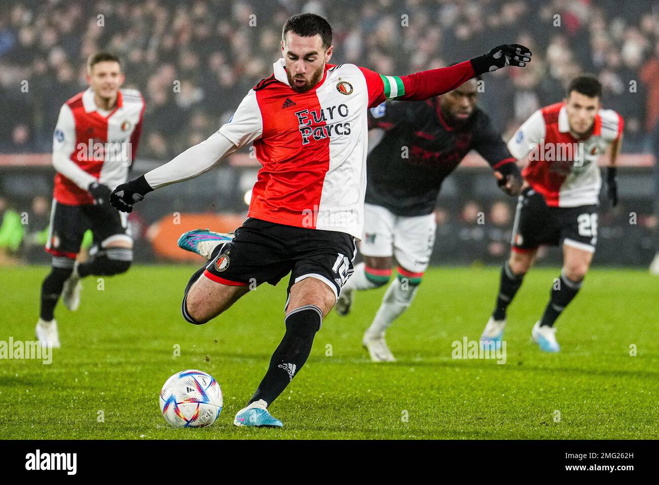 Rotterdam - Orkun Kokcu of Feyenoord scores the 2-0 during the match between Feyenoord v NEC ...