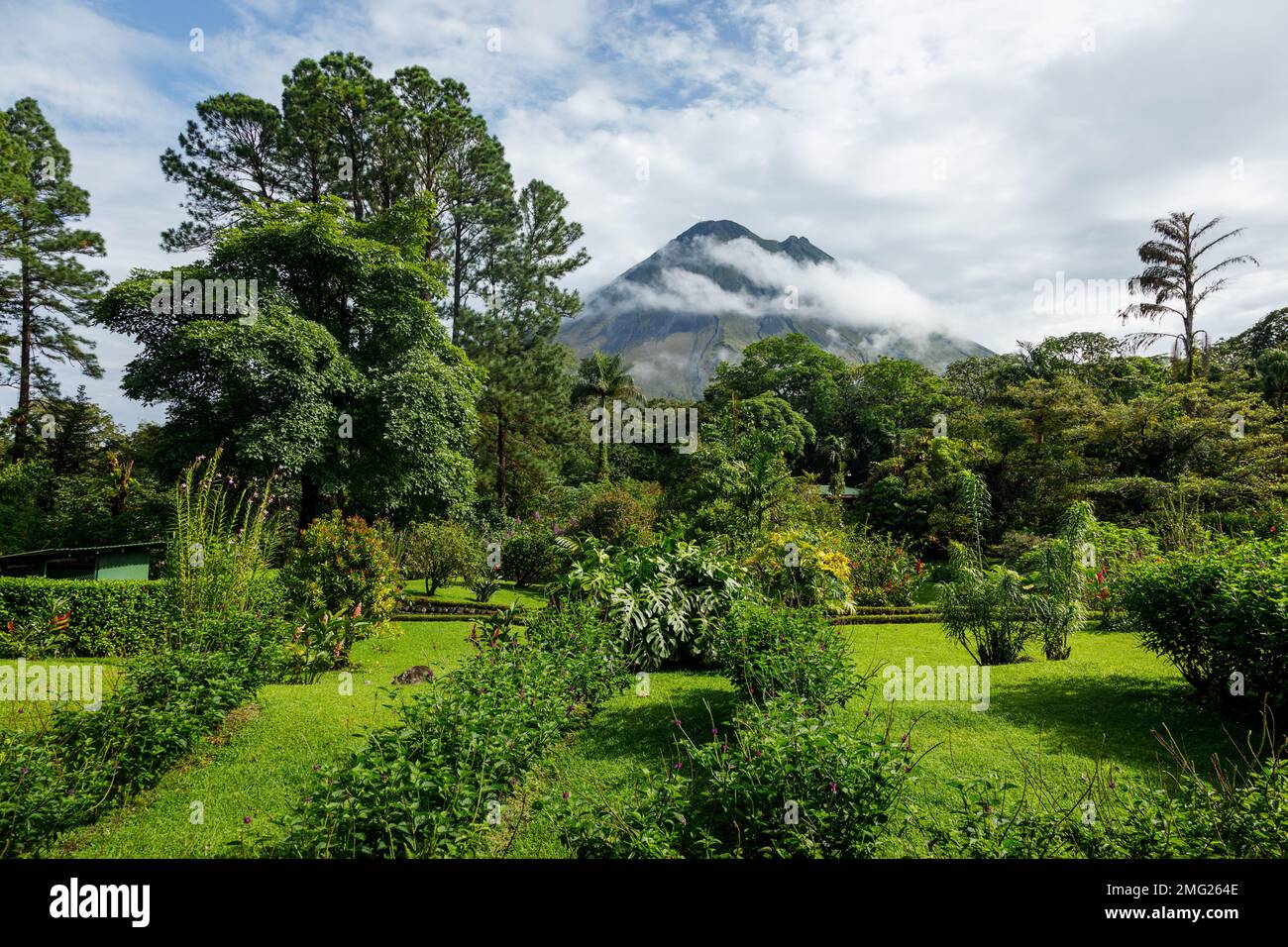 Arenal Volcano and gardens at the Arenal Volcano Observatory Lodge ...