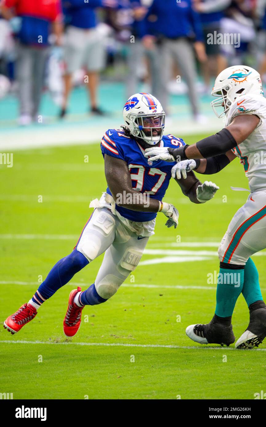 Buffalo Bills defensive end Mario Addison (97) and Miami Dolphins ...