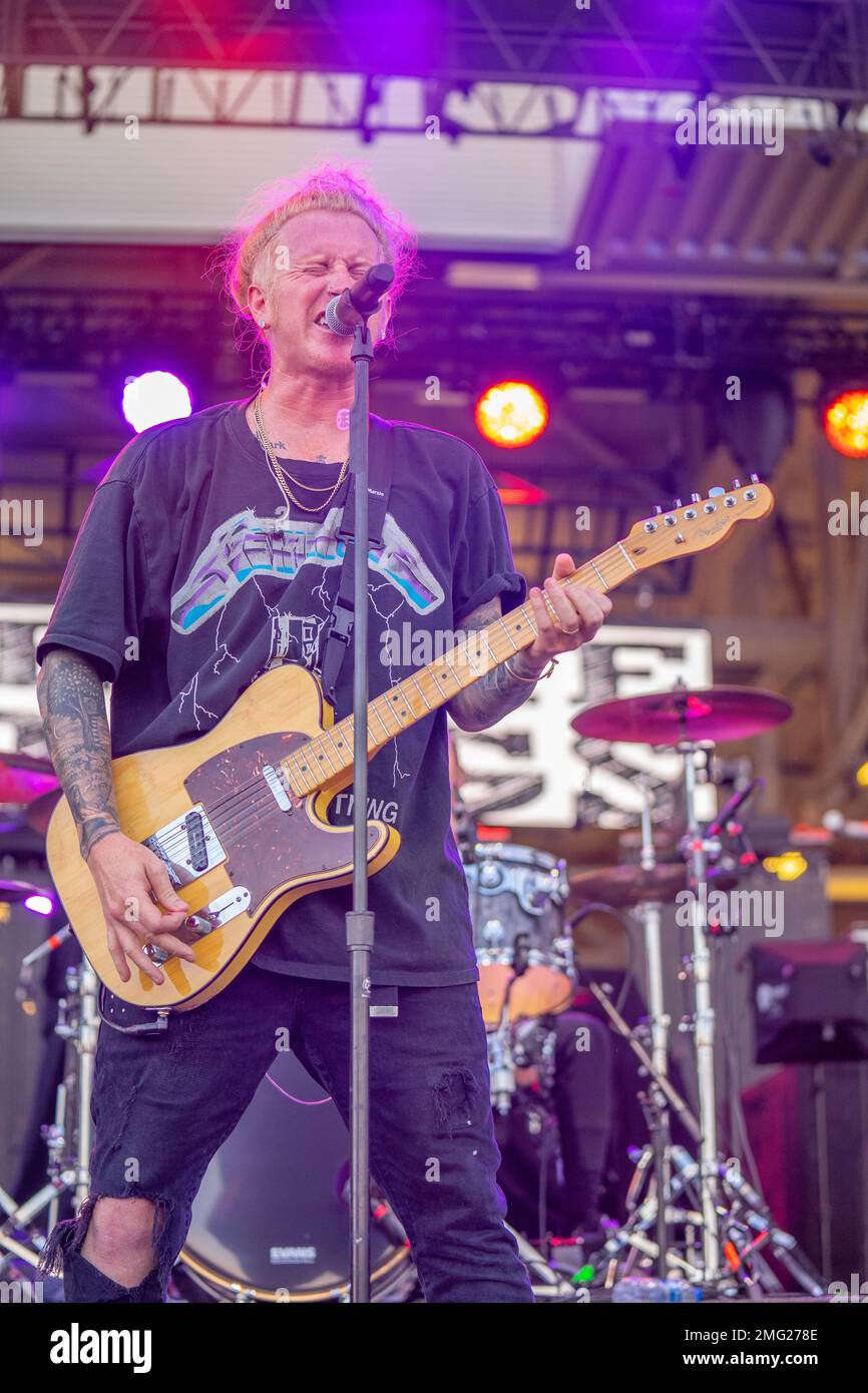 Travis Clark, lead vocalist for the rock band We the Kings, performs at ...