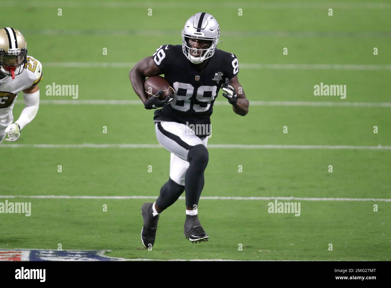 Las Vegas Raiders wide receiver Bryan Edwards (89) runs against the New ...