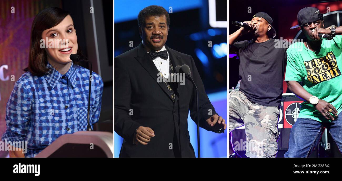 This combination photo shows Millie Bobby Brown, from left, Neil ...