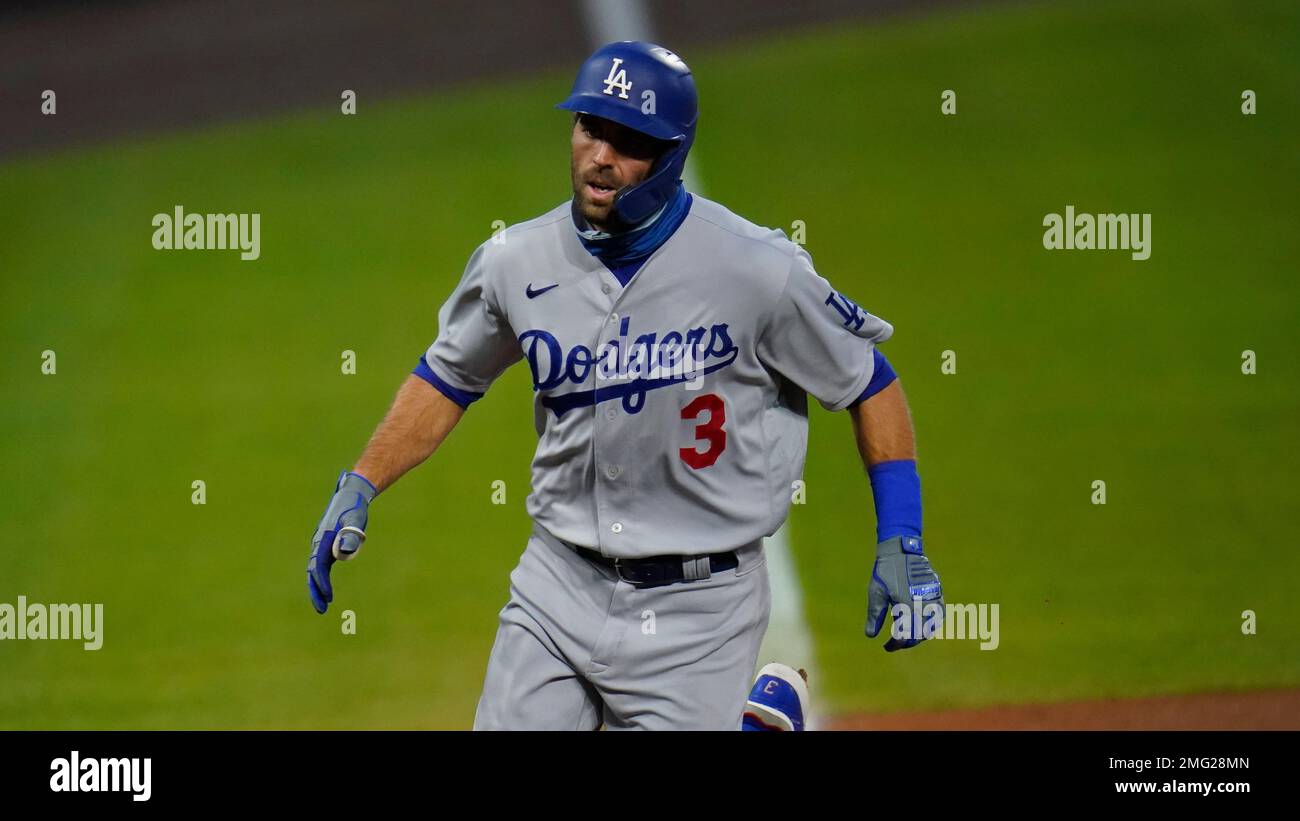 Los Angeles Dodgers left fielder Chris Taylor (3) in the fourth inning ...