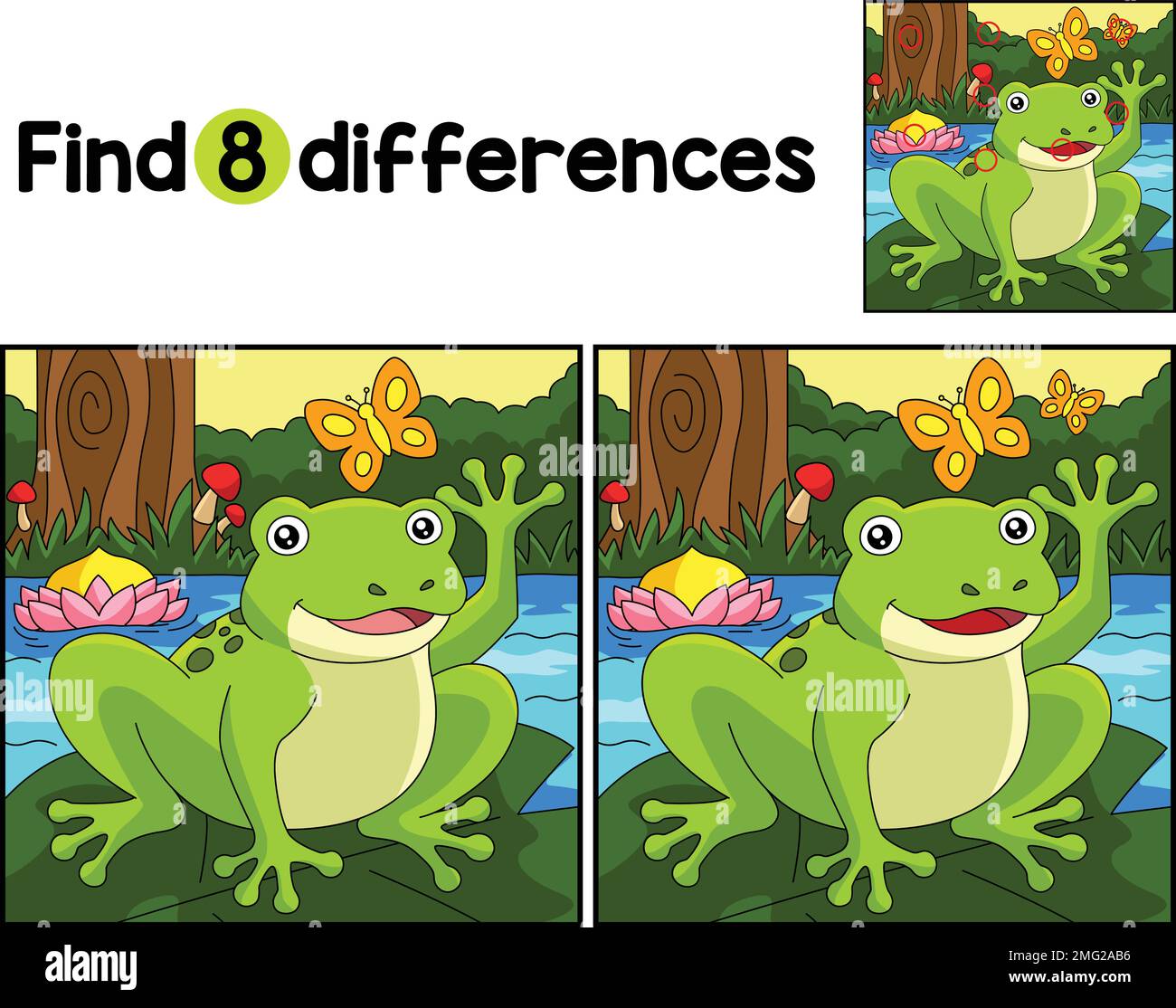 Frog Farm Find The Differences Stock Vector Image & Art - Alamy